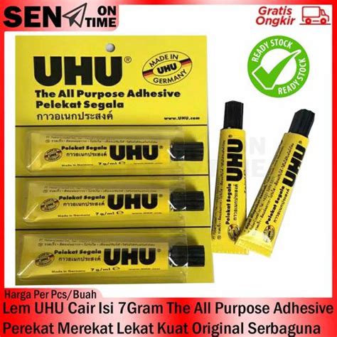 Jual Lem Uhu Cair Isi 7 Ml Lim Kayu Plastik Kain Kerajinan Prakarya