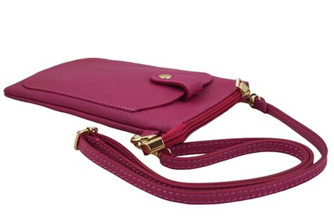 Torebka skórzana etui na telefon Fuksja