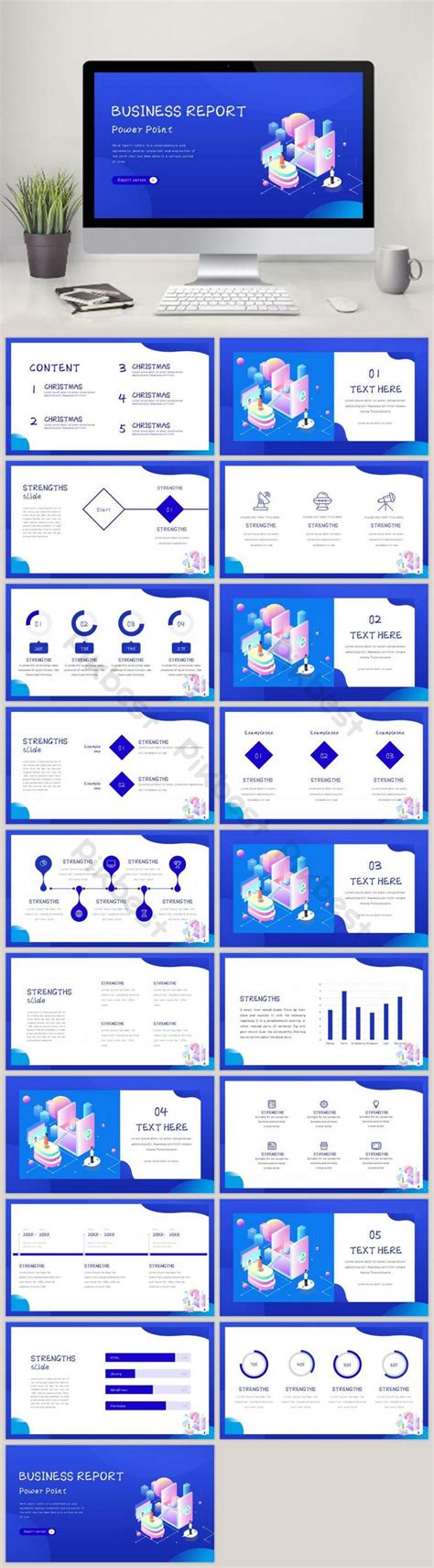 Blue Contracted Style Work Summary PPT Blue PowerPoint PPT Template Free Download Pikbest