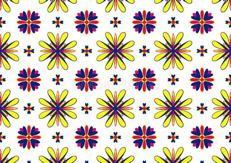 Background Pattern Featuring Symmetrical Motifs Resembling Flowers It Showcases A Colorful And