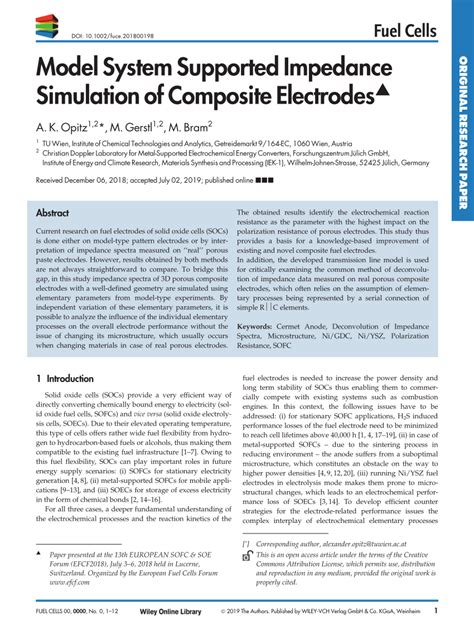Pdf Model System Supported Impedance Simulation Of Composite Electrodes