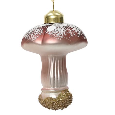 Glob Pentru Brad Model Ciuperca Cu Sclipici 8 Cm Sticla Visiniu