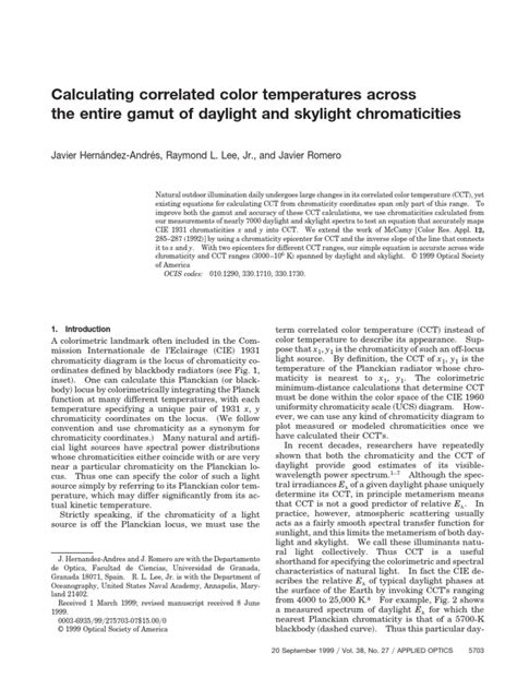 calculating correlated color temperatures across the entire gamut of