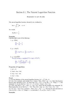 Fillable Online The Natural Logarithm Function Fax Email Print PdfFiller