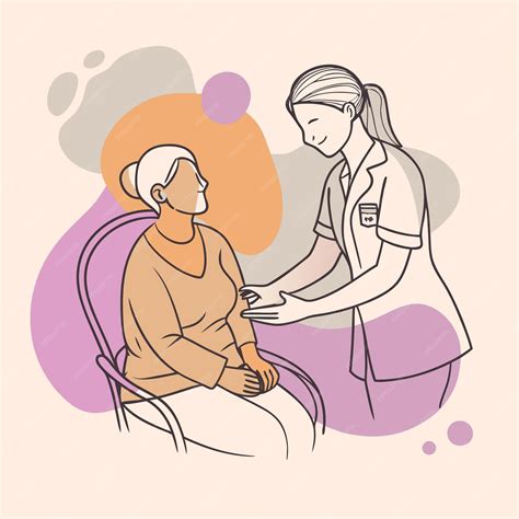 Enfermera Ayudando Al Paciente Estilo Dibujado A Mano Ilustración