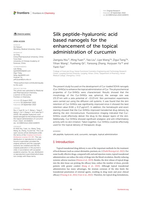 Pdf Silk Peptide Hyaluronic Acid Based Nanogels For The Enhancement Of The Topical