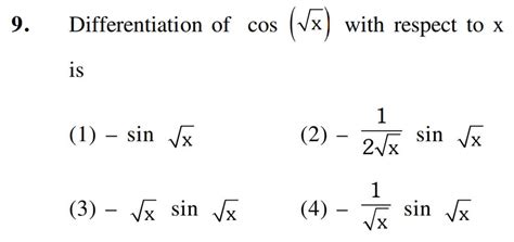 Differentiation Of Cos X With Respect To X Is Filo