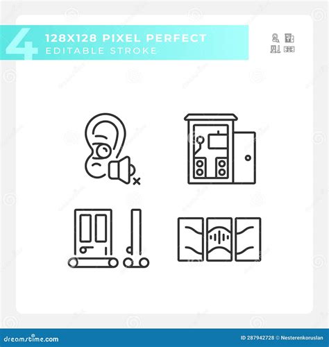Editable Pixel Perfect Soundproofing Linear Icons Set Stock
