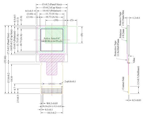 Oled 저소비전력 광시야각 고시인성 Oled모듈 06인치 컬러 Oled 올레드 디스플레이패널 64x64 해상도