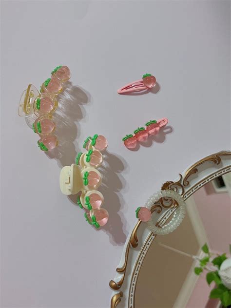 5 Pcs Pink Peach Hair Clip Hair Tie Sets Etsy