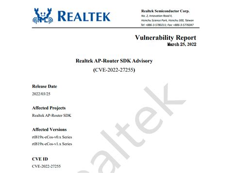 A Vulnerability In Realteks SDK For ECos OS Pwning Thousands Of Routers Faraday