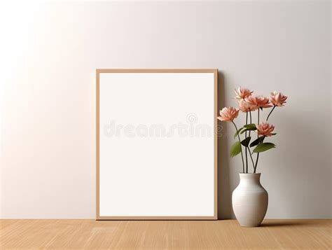 Empty Picture Frame Simulation Wall Modern Living Room Design Stock Illustration Illustration