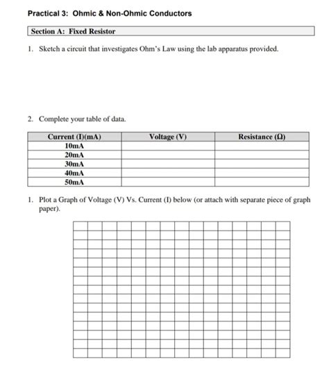 Practical 3 Ohmic And Non Ohmic Conductors Section A Fixed Resistor Ske