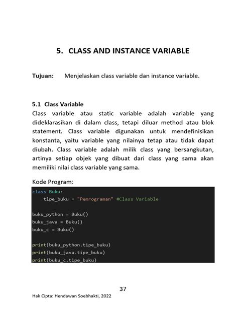 Class And Instance Variable Pdf