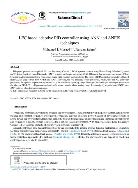 pdf lfc based adaptive pid controller using ann and anfis techniques