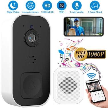 Video Doorbell Wireless Doorbell Camera P HD Video Way Audio IP Smart Security Door Bell