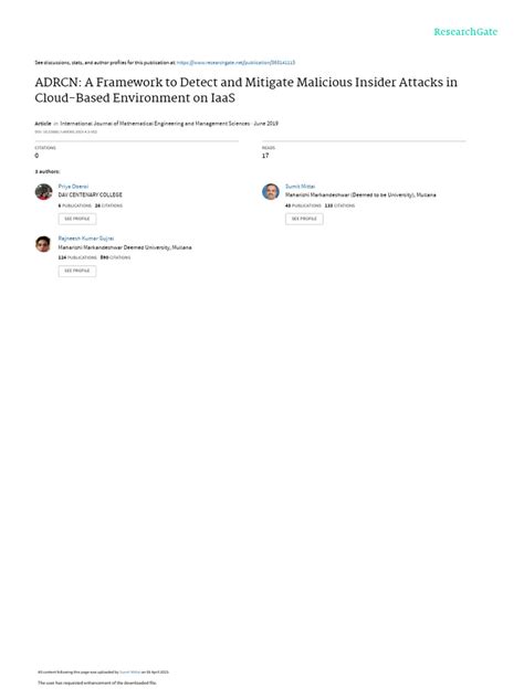 A Framework To Detect And Mitigate Malicious Insider Pdf Public Key Cryptography Routing