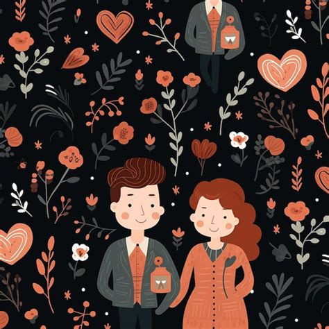 Premium Ai Image Love Pattern