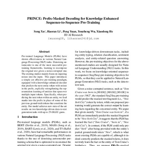 prince prefix masked decoding for knowledge enhanced sequence to
