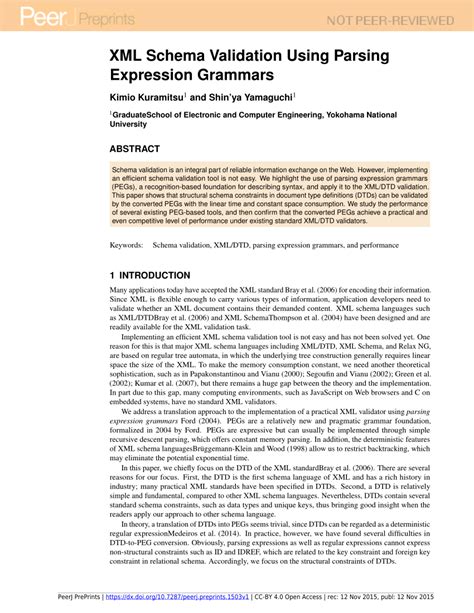 Pdf Xml Schema Validation Using Parsing Expression Grammars