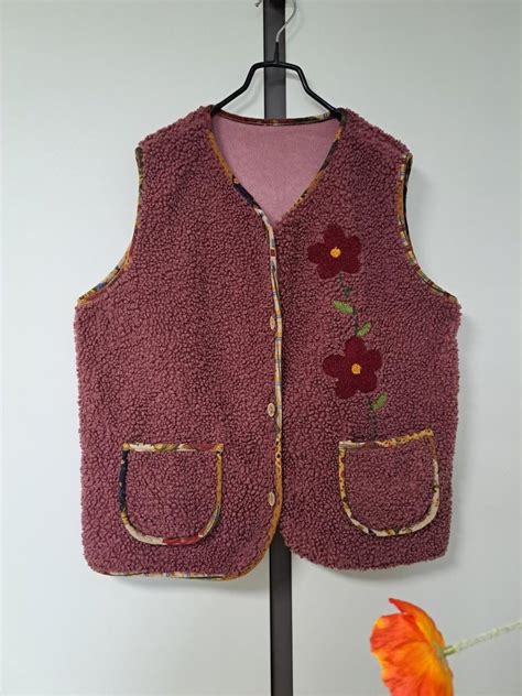 인디핑크 인조 양털 뽀글이 예쁜 꽃자수 주머니 귀요미 헬로마켓