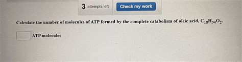 [solved] calculate the number of molecules of atp formed by