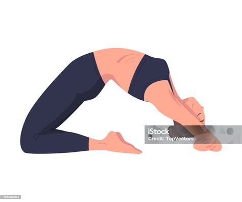 요가 아사나 또는 포즈 스트레칭 바디 벡터 일러스트 레이 션을 연습하는 젊은 여성 뒤로 굽히기에 대한 스톡 벡터 아트 및 기타 이미지 뒤로 굽히기 문화 물 Istock