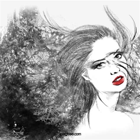 수채화 손으로 그린 문자 여자 일러스트 초상화 아바타 튄 그림 삽화 수채화 캐릭터 Png 일러스트 및 Psd 이미지 무료 다운로드 Pngtree