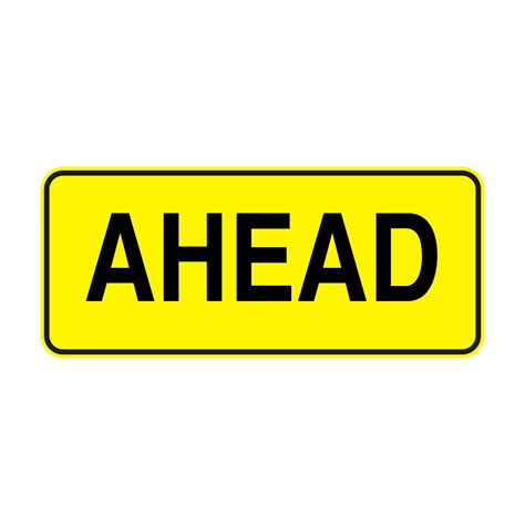 Ahead Yellow Road Sign On Transparent Background PNG