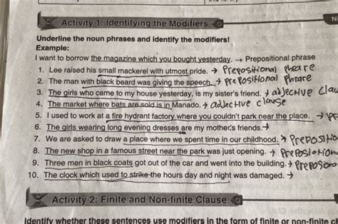 Activity 1 Identifying The Modifiers Ni Studyx