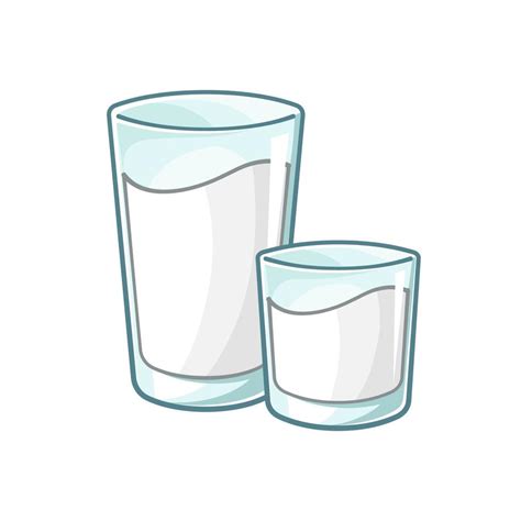 Tall Glass Of Milk And Small Glass Of Milk Vector Illustration Vanilla