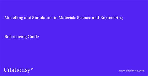 modelling and simulation in materials science and engineering