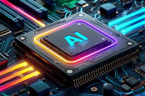 Ai Microchip With Neon Glow Advanced Technology Cybernetic Circuitry Digital Innovation
