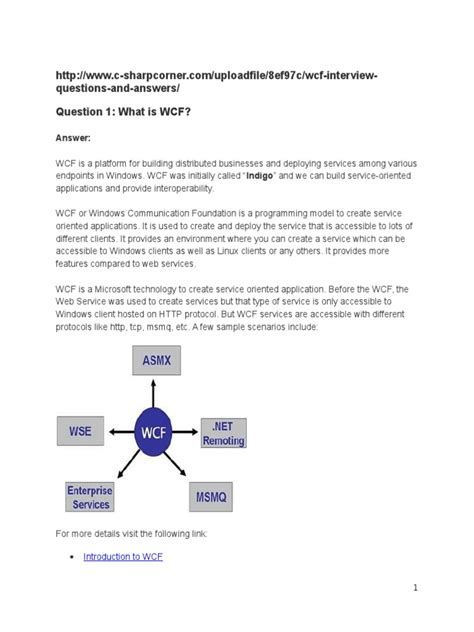Questions And Answers Question 1 What Is Wcf Answer Download Free