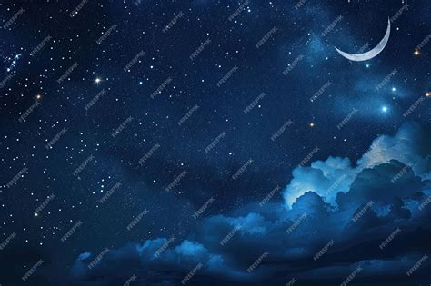 Premium Photo A Night Sky With A Crescent And Stars A Peaceful Night Sky Filled With Stars And