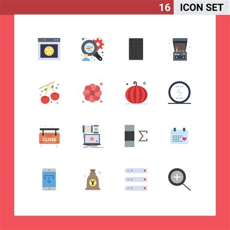 16 Thematic Vector Flat Colors And Editable Symbols Of Nature Food Tv