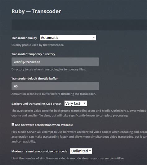 Plex Transcode In Ram General Support Unraid