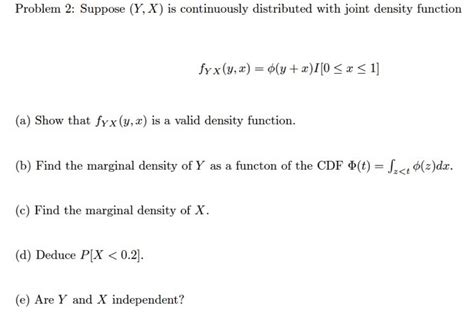 Solved A Show That Fy Xy X Is A Valid Density