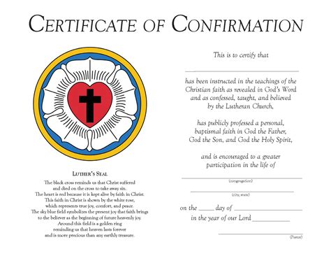 Lutheran Confirmation Certificate Template