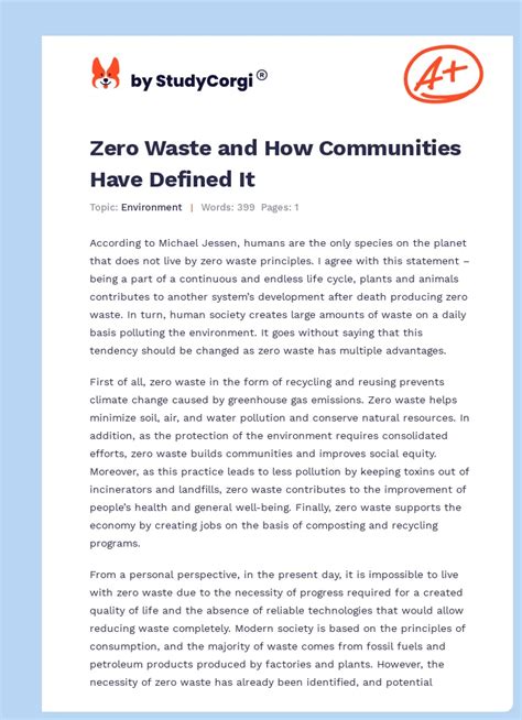 Zero Waste And How Communities Have Defined It Free Essay Example