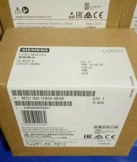 New Siemens 6ed1052 1fb00 0ba6 Logo 230 Rc Logic Module 6ed1 052 1fb00 0ba6 Eur 235 00