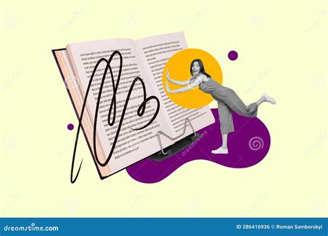 Banner Poster Image Sketch Of Excited Happy Girl Open Book Encyclopedia