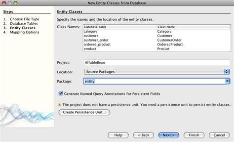 The Netbeans E Commerce Tutorial Adding Entity Classes And Session Beans
