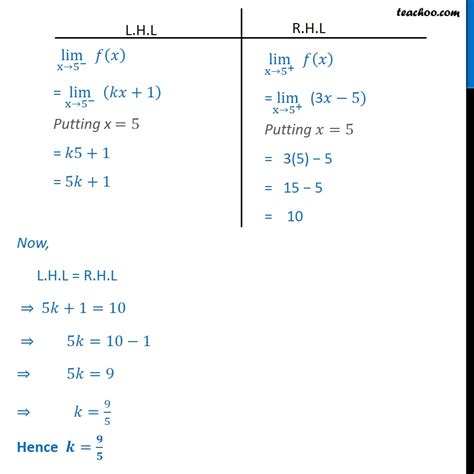 Ex 5 1 29 Find K F X {kx 1 3x 5 Is Continuous At X 5