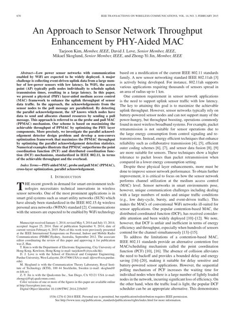 Pdf An Approach To Sensor Network Throughput Enhancement By Phy Aided Mac