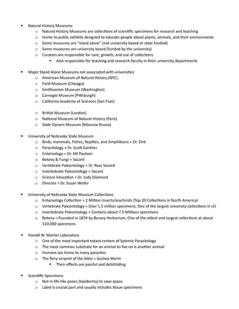 evolution lecture 3 notes natural history museums o natural history