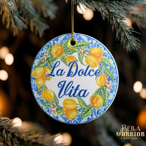 Amalfi La Dolce Vita Italian Christmas Ornament Blue Tile And Lemons