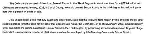 Iowa Teacher Cassidy Kraus Charged With Sexual Abuse
