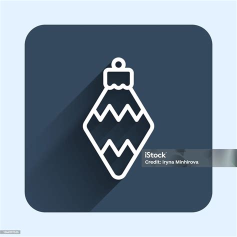 긴 그림자 배경으로 격리 된 화이트 라인 크리스마스 장난감 아이콘 메리 크리스마스와 새해 복 많은 새해 파란색 정사각형 버튼