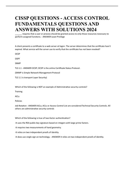 CISSP QUESTIONS ACCESS CONTROL FUNDAMENTALS QUESTIONS AND ANSWERS WITH SOLUTIONS CISSP